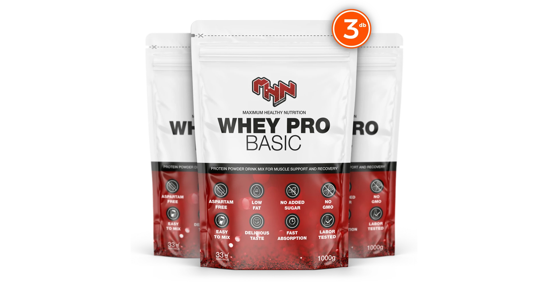 MHN Supplements Whey Pro Basic 3-as csomag - Fehérjék